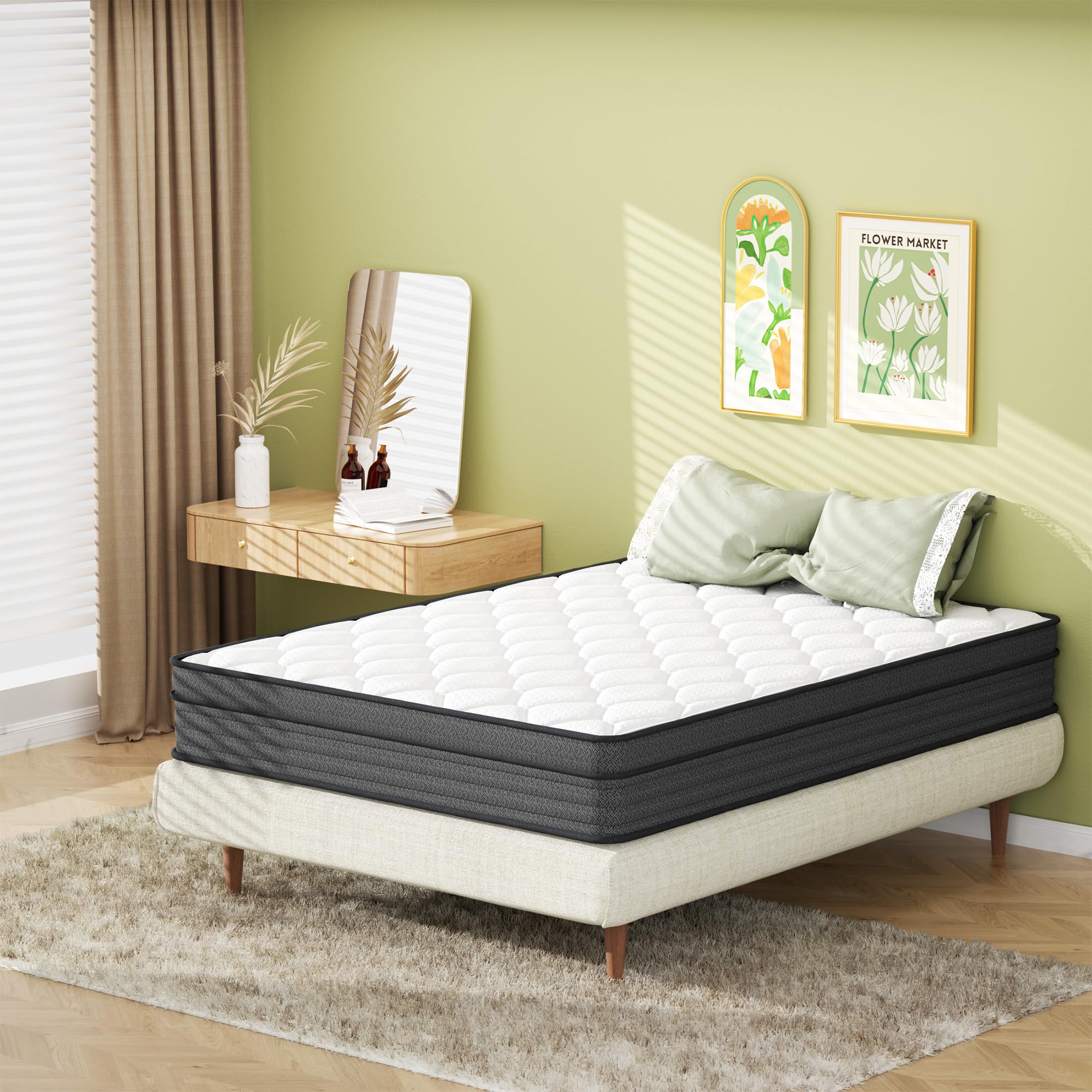ROOMTEC Twin Mattress, 10 Inch Gel Memory Foam Hybrid Mattress, Pocket Spring Mattress in a Box for Motion Isolation, Strong Edge Support, Pressure Relief, CertiPUR-US (10 Inch, Twin)