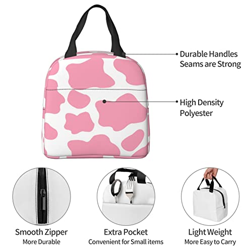 Insulated Lunch Bag With 2pcs Coasters, Reusable Cooler Lunch Box For Women, Cute Lunch Tote Bag for Picnic Office Work, Cow Gifts