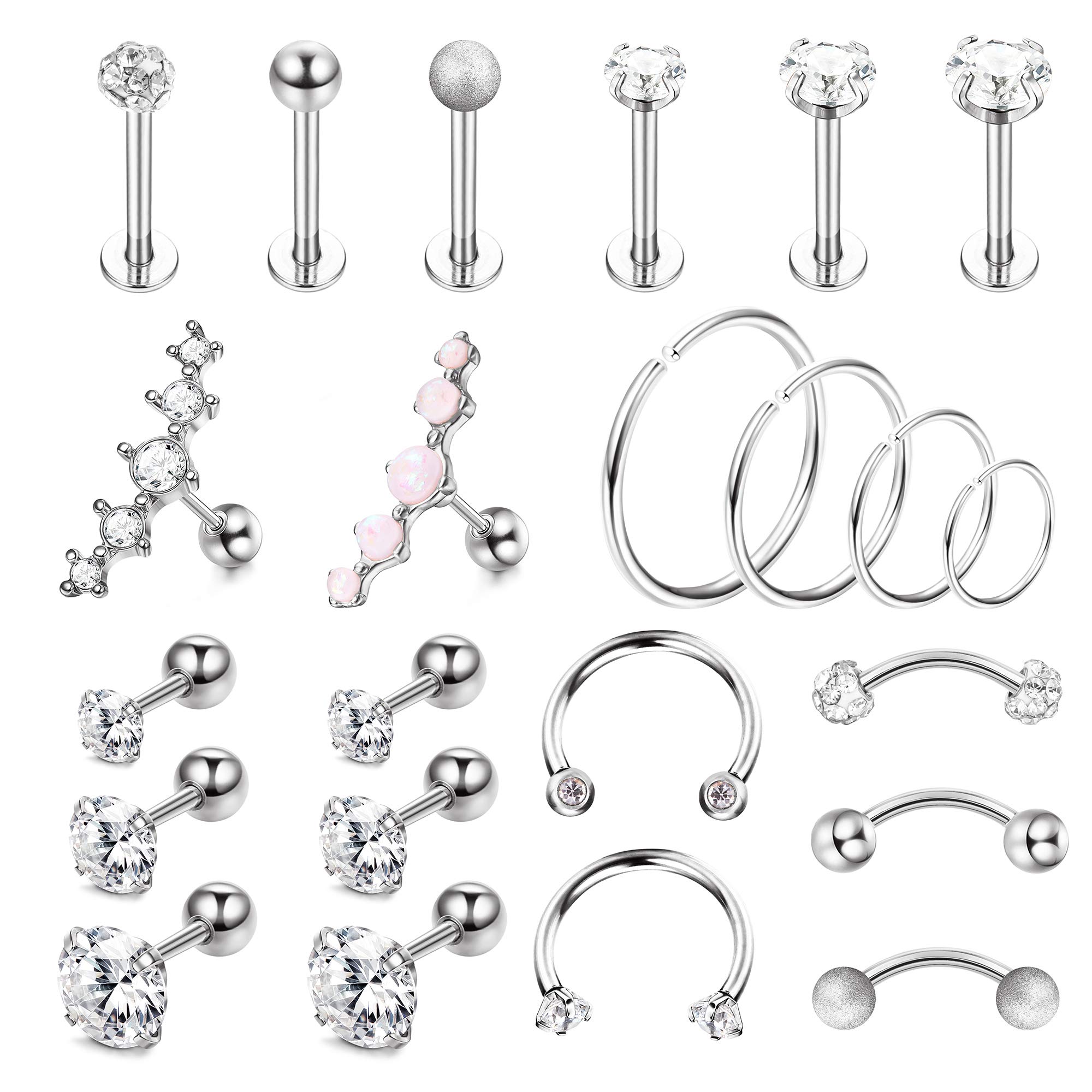 Drperfect 16G Cartilage Earring Hoop Stud for Women Forward Helix Rook Daith Conch Tragus Ear Piercing Jewelry