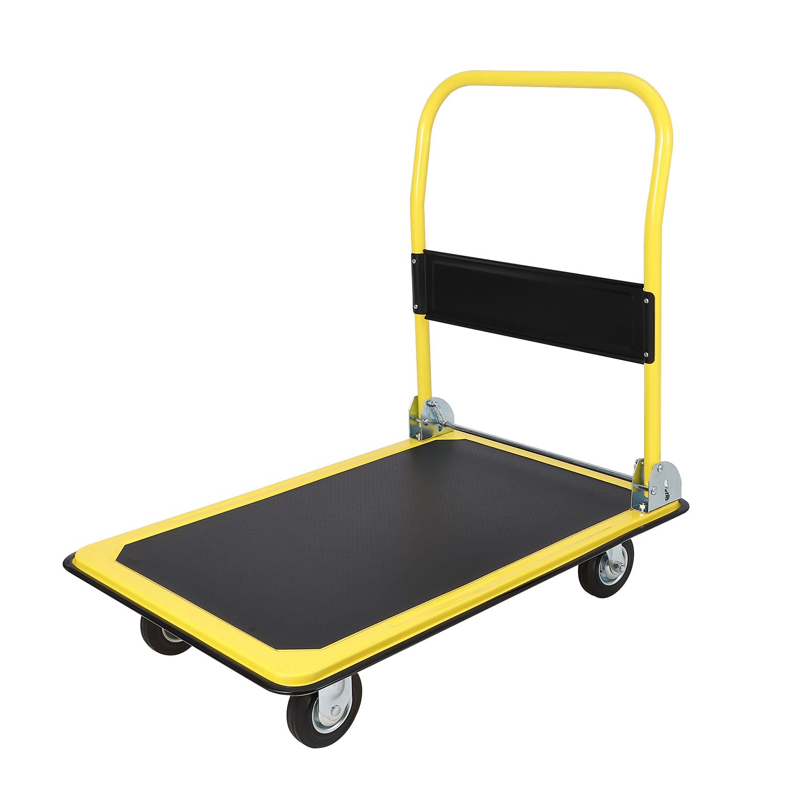 JustSmart Platform Truck Cart 880 LBS Load Capacity, Foldable Steel Hand Push Dolly with 5" TPR Wheels, Heavy Duty Flatbed Hand Cart 36" x 24" for Loading and Moving, Home Office Warehouse
