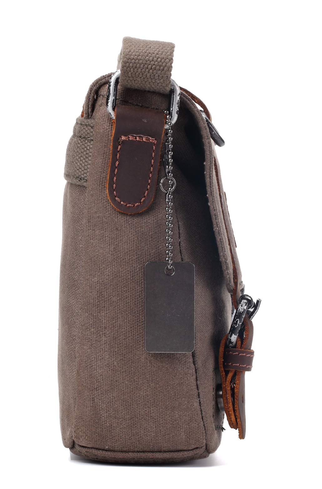 Troop London Heritage Canvas Leather Shoulder Bag, Across Body Bag, Smart Small Travel Bag TRP0428 (Olive)