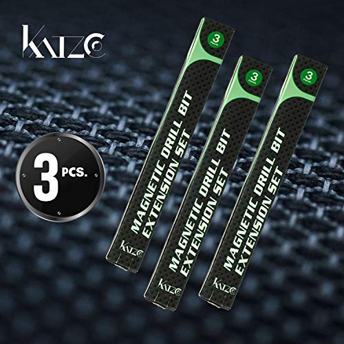 Katzco Magnetic Bit Holder Extensions - 3 Piece Set - 2, 4, and 6 Inch - for Drills, Socket Adapters, Automotive Maintenance, Shops, Mechanics, Household Use, DIY, Repair Work, and More