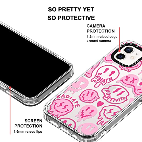 MOSNOVO Compatible with iPhone 12 Case, [Buffertech 6.6 ft Drop Impact] [Anti Peel Off Tech] Clear TPU Bumper Phone Case Cover Pink Smiles Face Designed for iPhone 12/12 Pro 6.1"