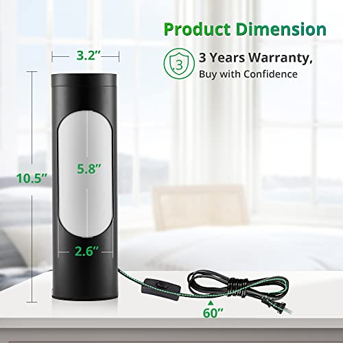 LEDIARY Kosher Lamp, Reading Lamp for Shabbos, Black Table Lamps and Nightlight for Living Room Bedroom, T10 Bulb Included (4W Eqv 40W, 400LM, 3000K)-2 Pack