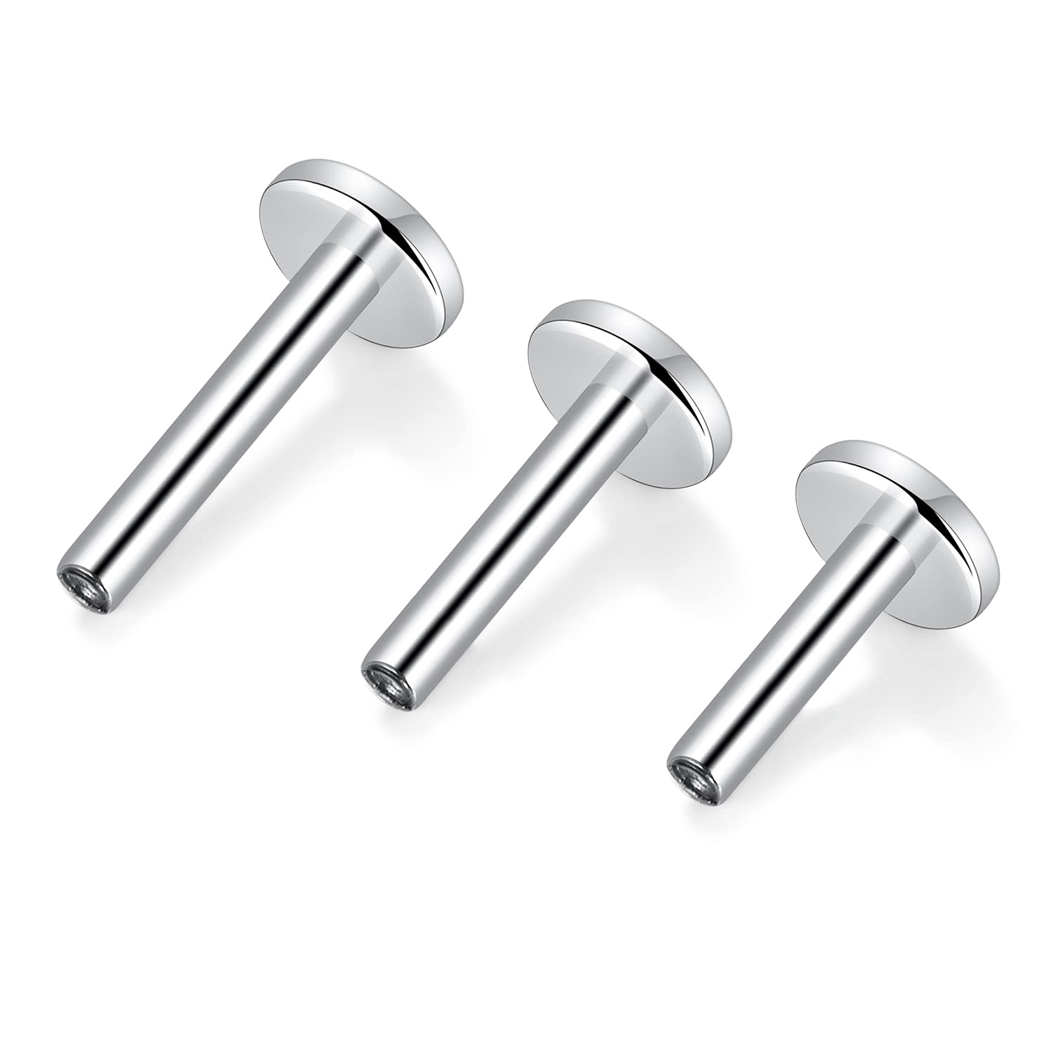 GAGABODY Labret Studs16g G23 Titanium Lip Piercing Jewelry 8mm Internally Threaded Labret Helix Cartilage Tragus Monroe Labret Post 6mm 3pcs Lip Studs 10mm Silver Earring Piercing Without End