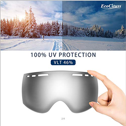 ECOCITUSS OTG Ski Goggles - Over Glasses Ski/Snowboard Goggles for Men, Women & Youth - 100% UV Protection