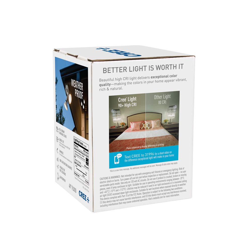 Cree Lighting Exceptional Series PAR38 Bulb, 3000K Dimmable LED Bulb, 150W + 1500 Lumens, Bright White, 1 Pack