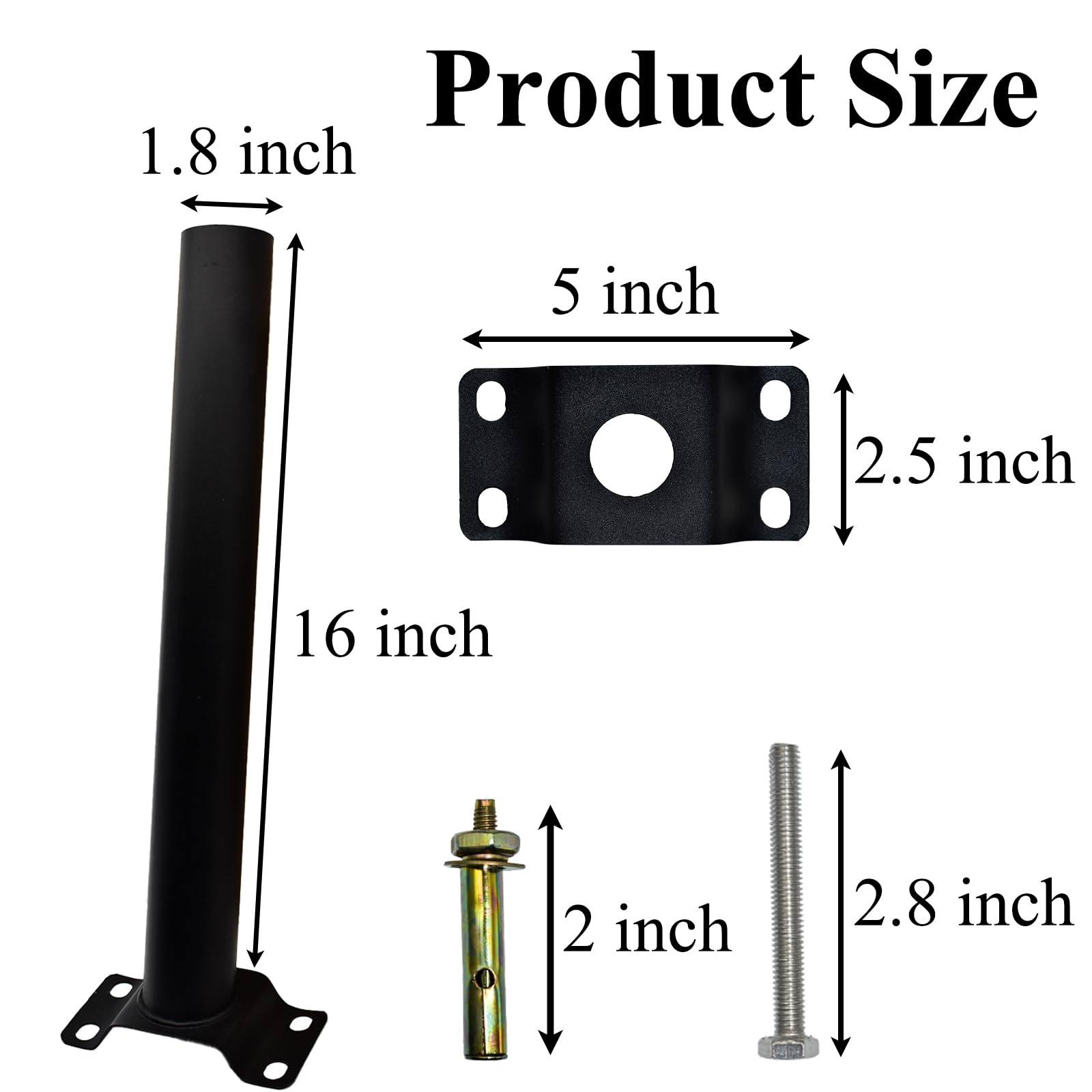 Light Pole Mount, Solar Lighting Mounting Bracket Extension Pole Kit, Wall Mounted Arm for Street Light, Barn Lamp, Post Tree (2 Pack Black)