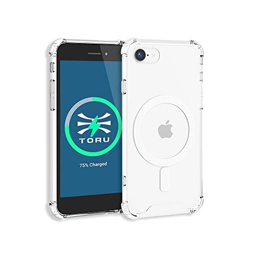 TORU MX Slim for iPhone SE 2022/iPhone SE 2020/iPhone 8 Magnetic Case, Compatible with Magsafe, Transparent HD Clear Case with Crossbody Strap, Scratch Resistant, Air Bumper Shock-Absorbing Corners