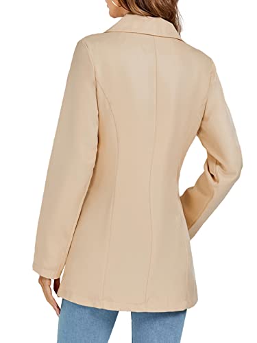 LYANER Women's Casual Long Sleeve Work Office Suit Cardigan Blazer Jackets with Pockets Beige X-Large