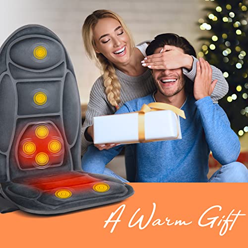 Seat Massager Massage Chair Pad with Heat, 8 Vibration Massage Nodes & 4 Massage Modes for Home Office Chair or Home Couch to Relieve Stress Fatigue for Back Shoulder and Thighs(Gray)