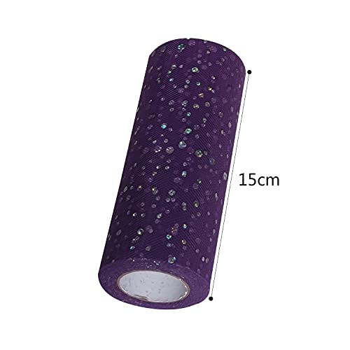 Misscrafts Glitter Tulle Rolls Netting Ribbons Tulle Fabric Spool for DIY Wedding Tutu Valentine Wedding Birthday Decor (Purple Sequin 15cm x 25Y)