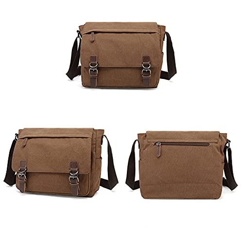 Sechunk Canvas Leather Messenger Bag Shoulder bag Cross body bag Crossbody 13 Inch Laptop Bag
