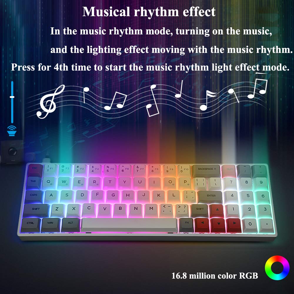 YUNZII SK71 71 Keys Hot Swappable Wired Mechanical Keyboard with RGB Backlit, Optical Switch, PBT Keycap, NKRO, Type-C Cable for Win/Mac/Gaming (Gateron Optical Red, Grey)