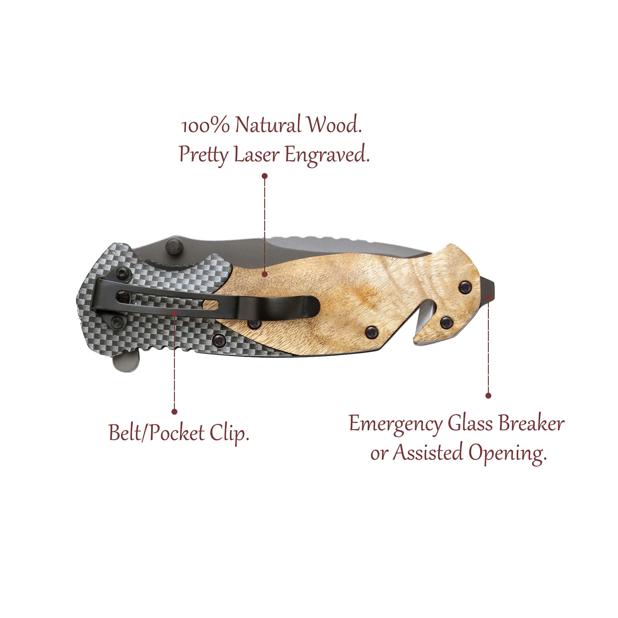 Fodiyaer Gifts For Men - Engraved Pocket Knife With Gift Box - Perfect for Christmas, Fathers Day, Birthday, Anniversary, Graduation.