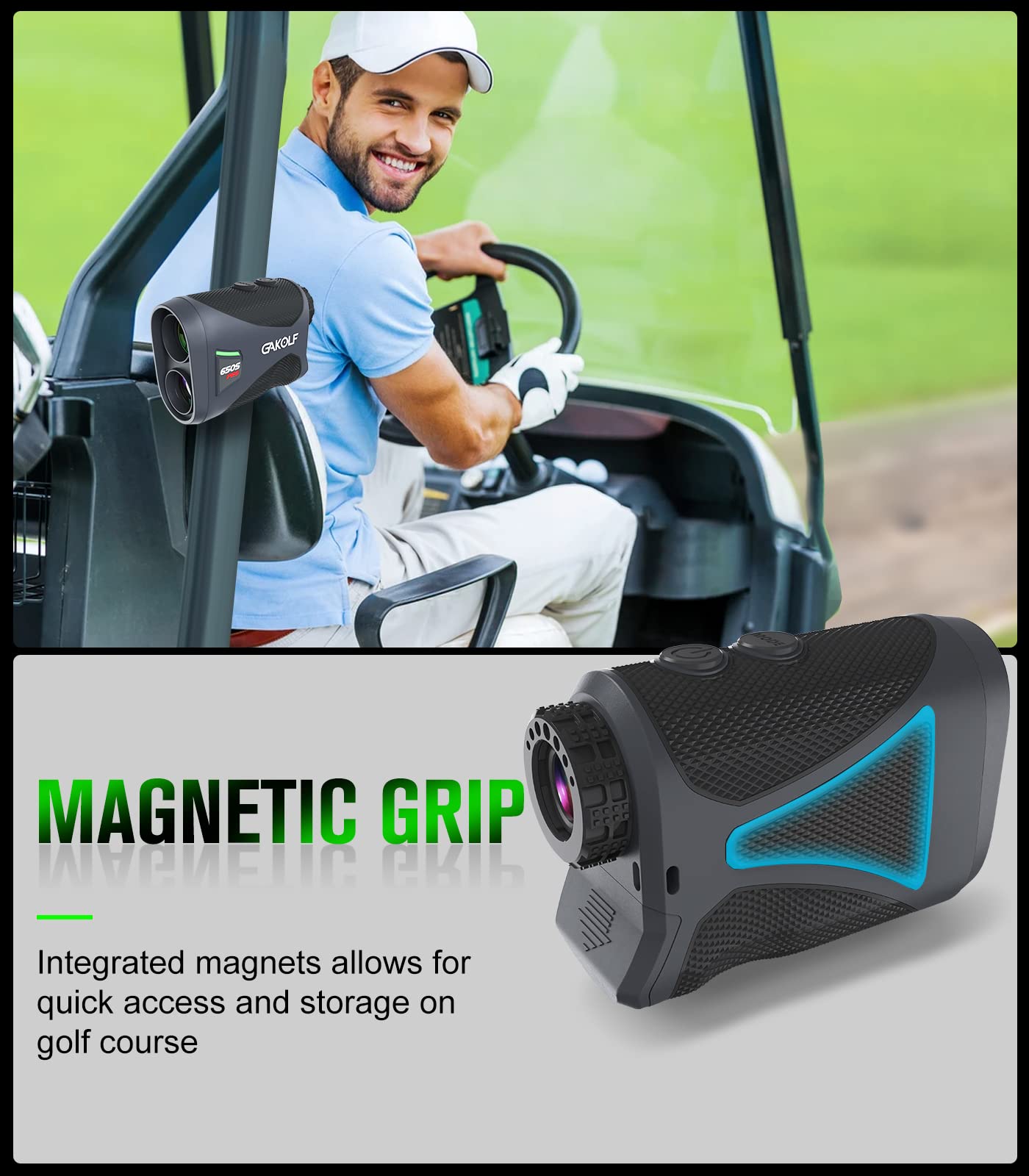 GAKOLF Laser Golf Rangefinder with Slope Switch and Fast Acquisition︱650 Yard Range Finder Golfing with Flag Lock Vibration and Magnetic for Golfers