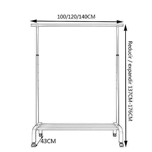 NEOCHY Heavy-Duty Hangers, Wrought Iron Clothing Display Racks, Liftable and Movable Drying Racks, Suitable for Dormitories, Women's Clothing Stores/Golden/100Cm