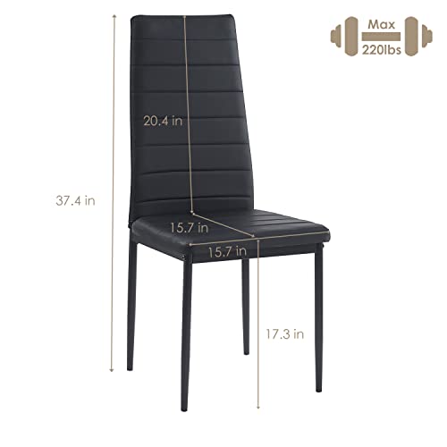 ROOIOME Round Glass Dining Table Set 5 Pieces Dining Table Chair Set for Home Kitchen Round Tripod Chrome Legs Table with 4 PU Chairs, Contemporary Dining Room Furniture Set for Small Space