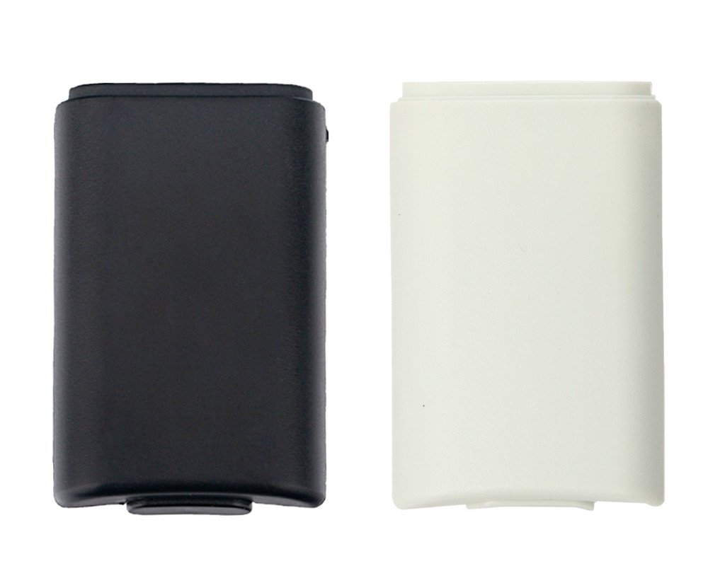 Yueton Pack of 2 Black and White Replacement AA Battery Case Back Cover Shell for Xbox 360 Controller