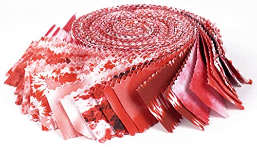Soimoi 40Pcs Tie Dye Print Precut Fabrics Strips Roll Up 1.5x42inches Cotton Jelly Rolls for Quilting - Red