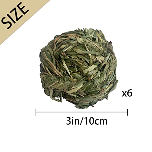 MUYG 6 Pcs Bunny Timothy Grass Ball Natural Chew Toy Woven Chewing Toys Rabbit Molar Small Animals Teeth Grinding Suitable for Hamster Totoro Gerbils Guinea Pig Squirrel