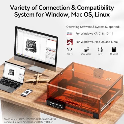 Laser Engraving Machine, Woxcker L2 MAX 5.5W Enclosure Laser Engraver, CNC Engraving Machine 0.01mm High Precision Laser Engraving and Cutting for Wood Metal Glass Suitable for Beginners