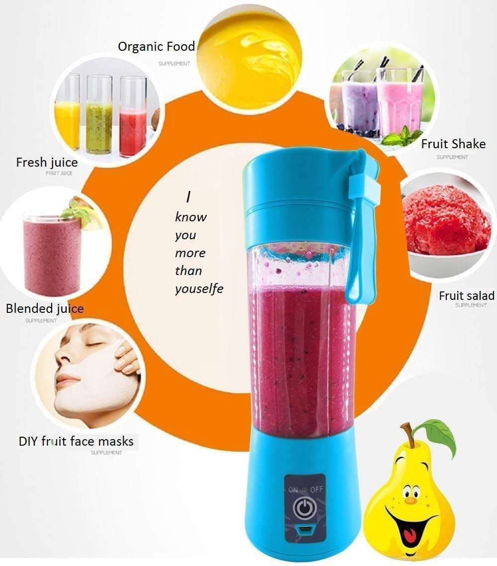 Portable Blender, Personal Blender, Small Fruit Mixer, Electric USB Rechargeable Juicer Cup, Fruit Mixing Machine Home,Travel (blue)