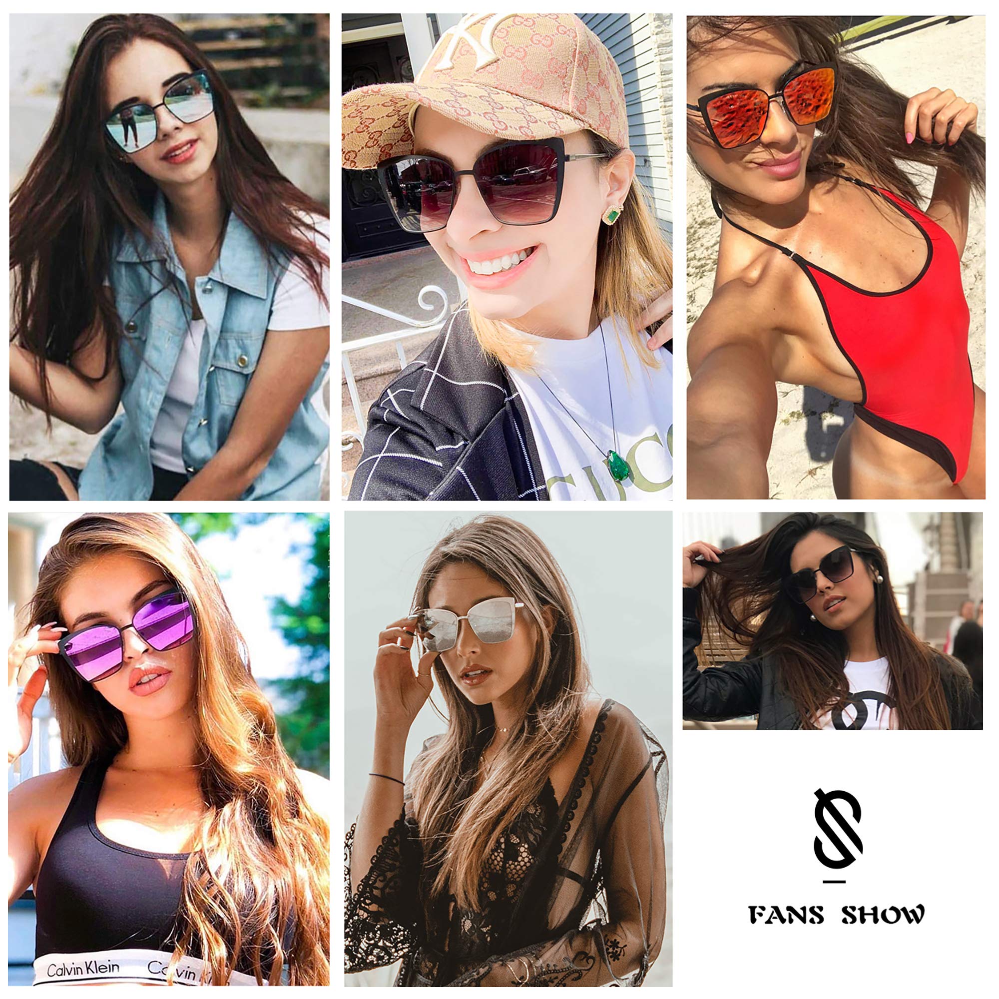 SOJOS Cateye Sunglasses for Women Fashion Mirrored Lens Metal Frame SJ1086 with Gold Frame/Gradient Pink Mirrored Lens