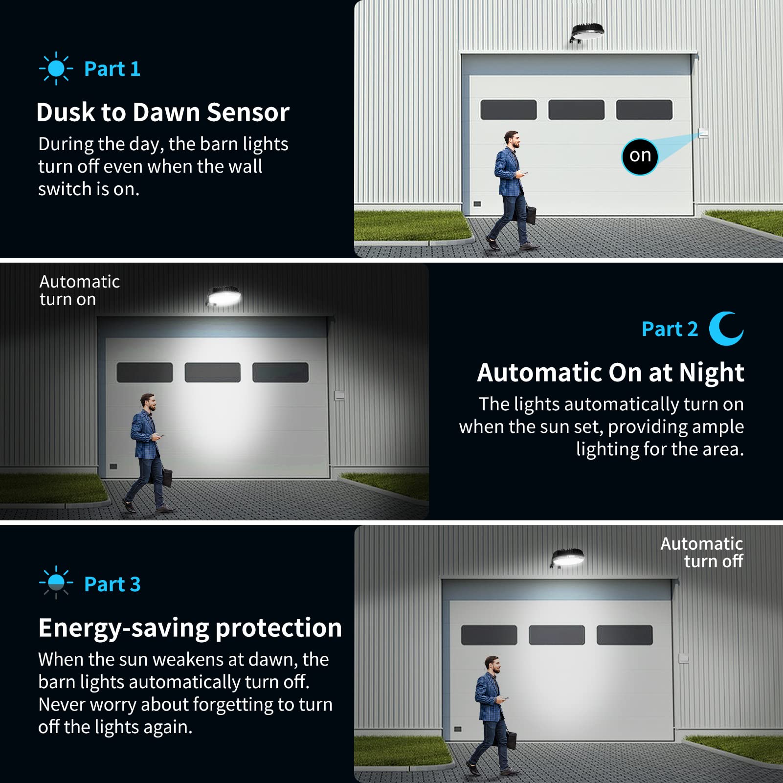 Viugreum 150W 12000LM LED Barn Light, Dusk to Dawn Outdoor Lighting, Yard Lighting IP65 Waterproof 5000k Daylight (900w MH/HPS Replacement) Security Light with Photocell Sensor for Barn Garage Yard