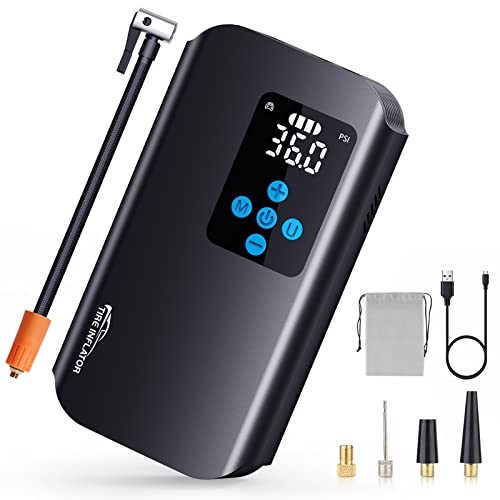 Nulksen Tire Inflator Portable Air Compressor, 150 PSI Cordless Air Pump with 7800mAh Battery, Tire Pump with Pressure Gauge for Car Bicycle Motorcycle Ball, Electric Bike