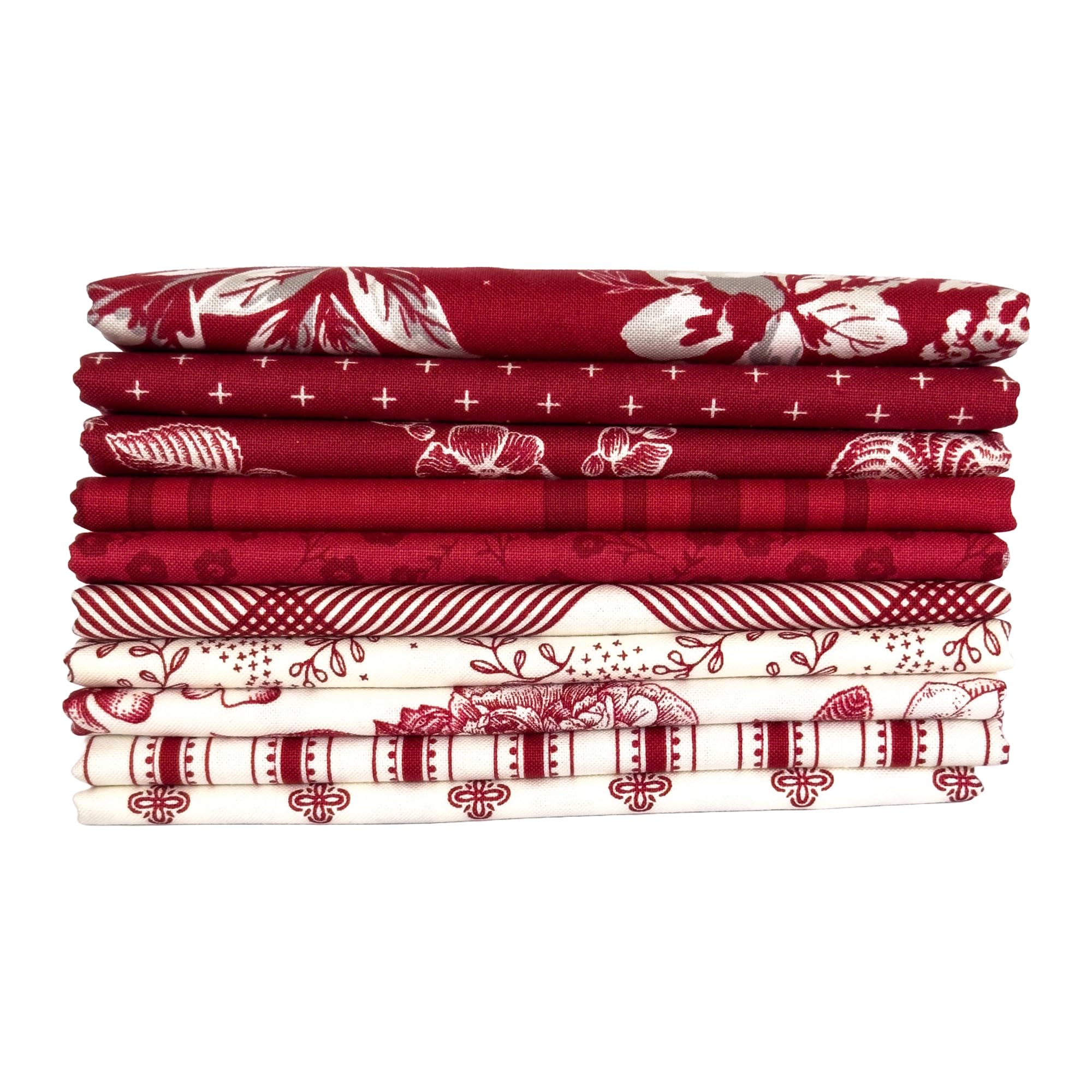 Lily Bella Fabrics Heirloom Red Fat Eighth Bundle (10 Pieces) by My Mind's Eye for Riley Blake (MME.HEIRLOOMRED.A.10FE)