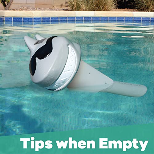 GAME 12902-BB Solar Light-Up Shark Pool 3-inch Tablet Chlorine Dispenser LED Light Sensor, Grey, 6.54β x 9.25β x 12.48