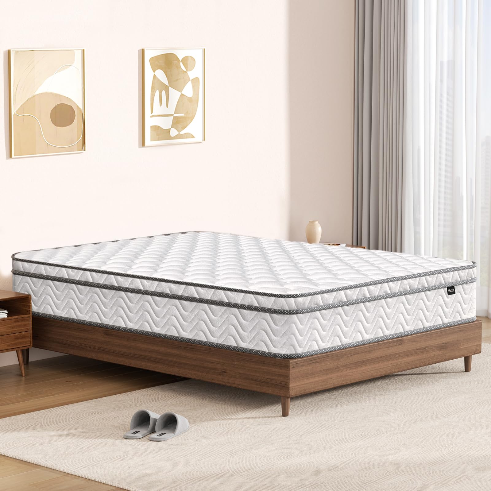 Hotkid,Queen Mattres, 12 Inch Hybrid Queen Mattresses in a Box, Memory Foam and Pocket Springs,Soft and Comfortable Medium Firm Mattress, Pressure Relief,Cool and Breathable
