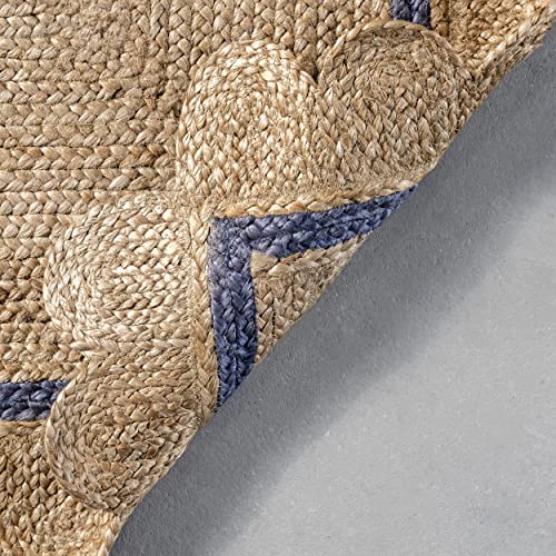 nuLOOM Tera Petals Braided Jute Area Rug, 4x6, Blue