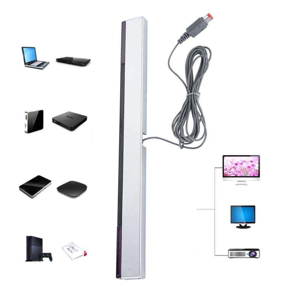 Zerone Sensor Bar, Wired Infrared Sensor Bar for Wii, IR Infrared Ray Inductor Sensor Bar Replacement with Extension Cable for Wii Console Controller