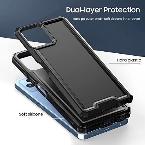 LEKEVO for REVVL 6 5G / REVVL 6X 5G Phone Case, with Screen Protector & Camera Lens Cover, Heavy Duty Dual Layer Phone Case, Military Grade Drop Proof Rugged Protective Shell (Black)