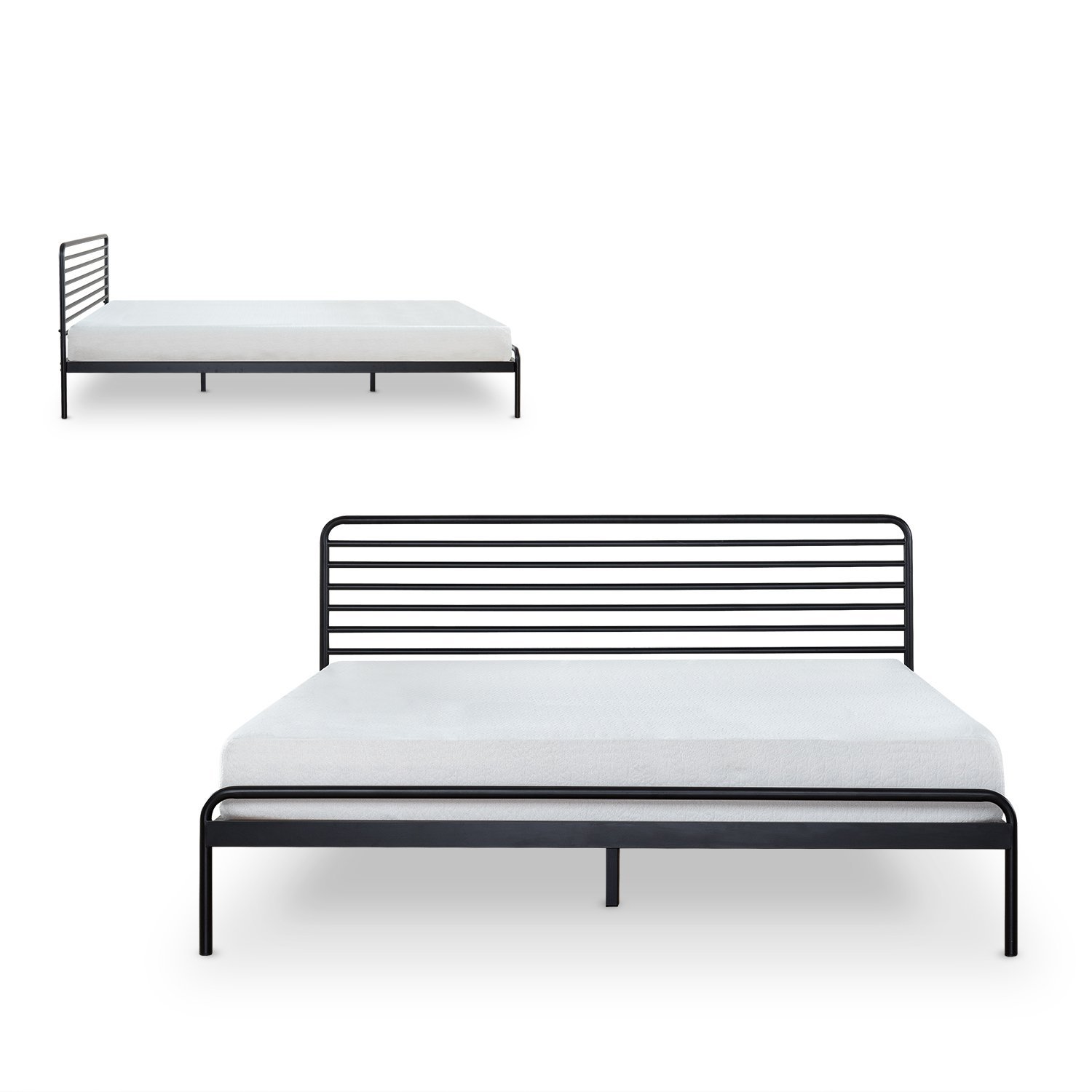 ZINUS Tom Metal Platform Bed Frame Mattress Foundation, No Box Spring Needed, Wood Slat Support. Design Award Winner, King, Black