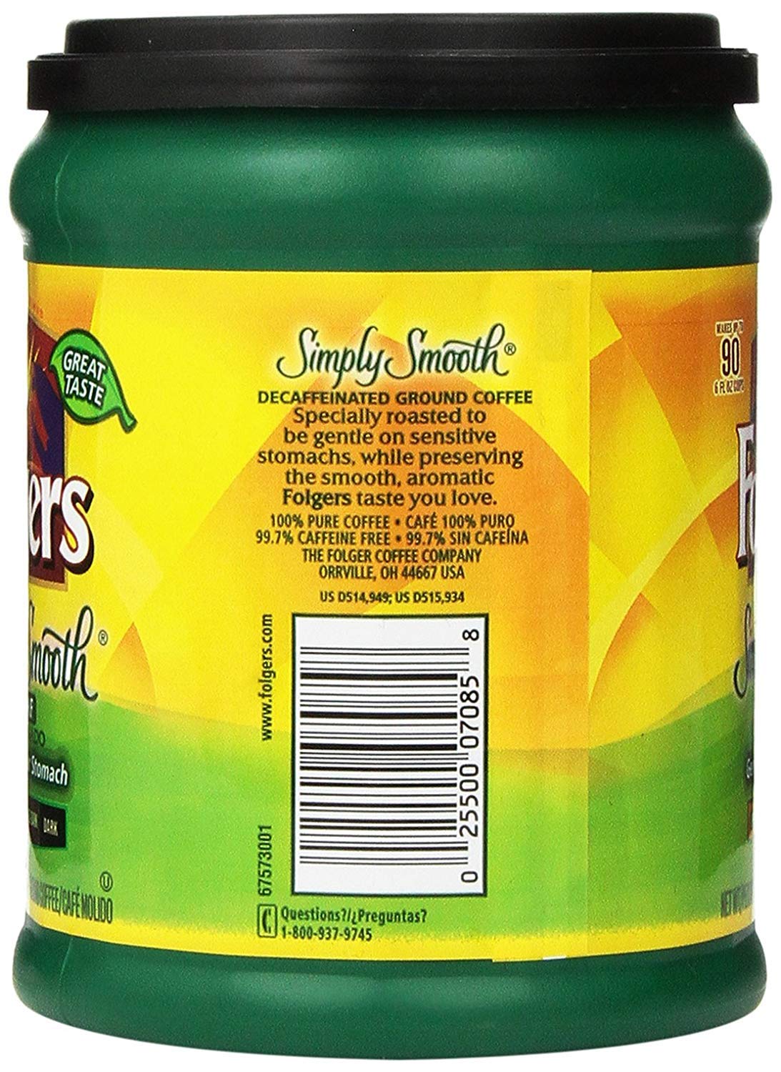 Folgers Simply Smooth Decaf Coffee Mild 4 Pack , Mild Roast, 11.5 Ounce (Packaging May Vary) - 4 Pack Bundle