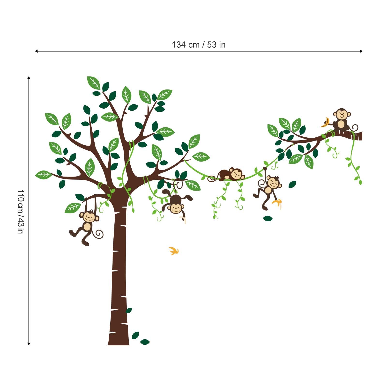 decalmile Monkey Climbing Tree Wall Decals Jungle Animal Kids Wall Stickers Baby Nursery Children Bedroom Playroom Wall Decor