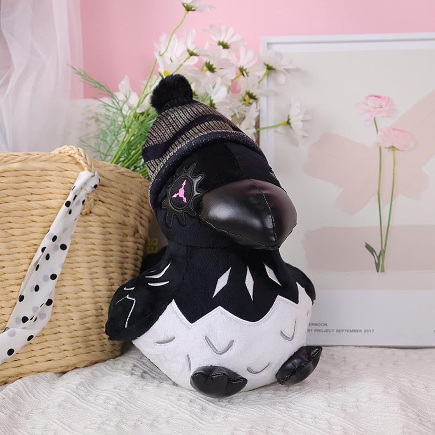 Murders-Drones Plush Toy,Hit SciFi Comedy Animation Role Uzi Black Crow,Soft Character Throw Pillow, Home Decor,Great Gift for Kids Boys Girls