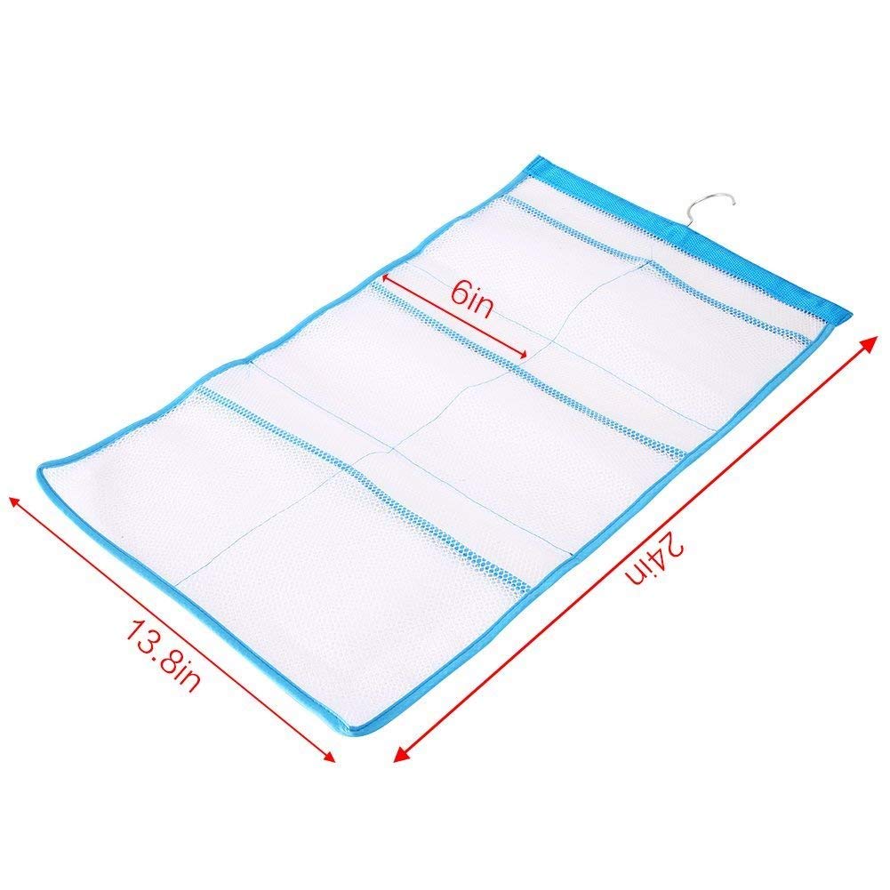 Phying Mesh Bath Organizers for Shower with Hook, Quick Dry Hanging Shower Caddy College, Bath Storage with 6 Pockets for College Dorm Rooms, Bathroom