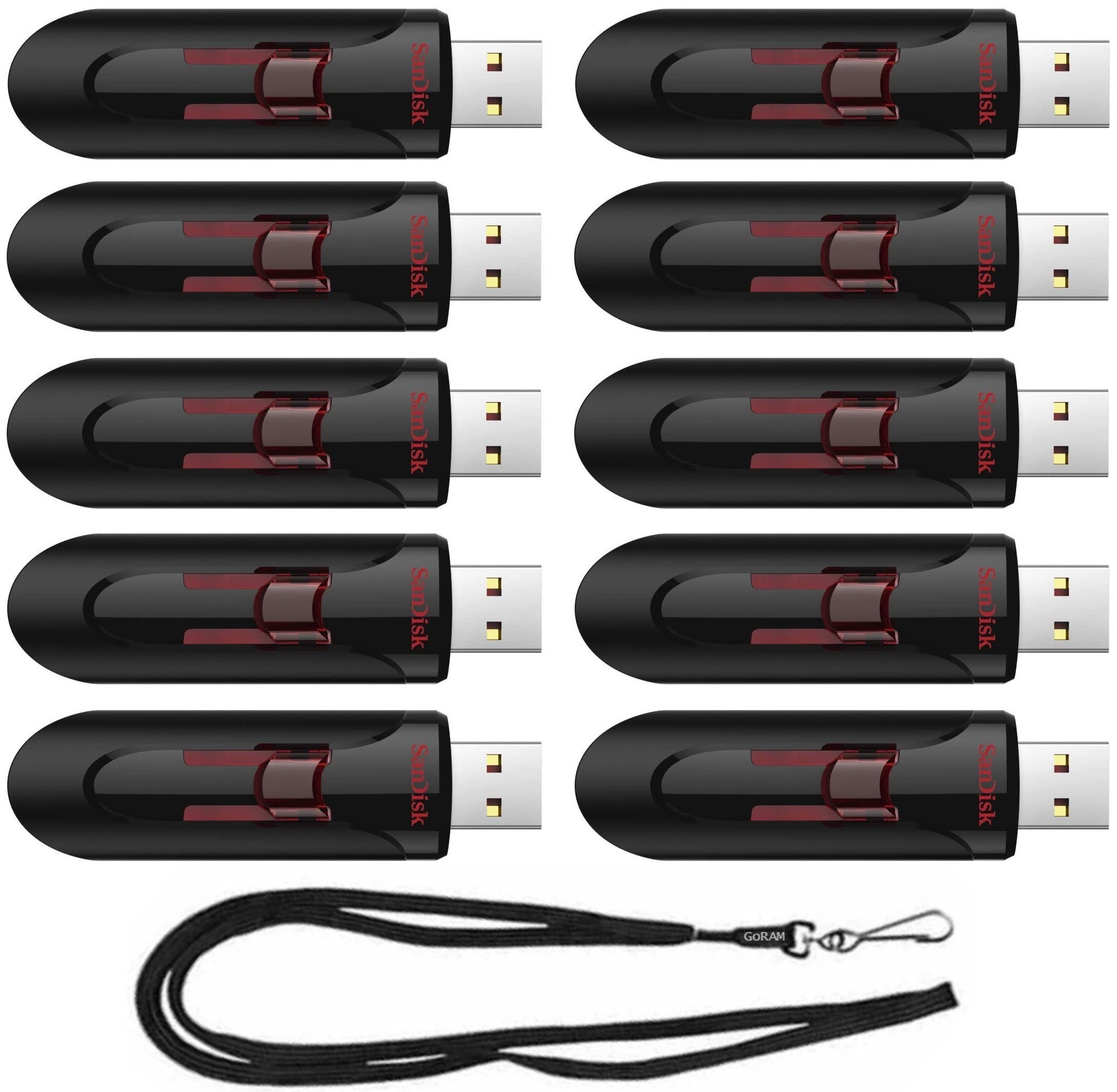 SanDisk 16GB (10 Pack) Cruzer Glide USB 3.0 Flash Drive SDCZ600-016G Bundle with (1) GoRAM Black Lanyard (16GB, 10 Pack)