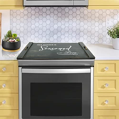 Gas Stove Burner Covers with Handles,LEKUAIJIA Electric Stove Burner Covers Made of Extra Thick Pine Wood, Handcrafted Cookware.