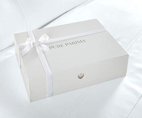Pure Parima Hotel Collection Ultra Percale Duvet Cover Set | 100% ELS Giza Egyptian Cotton | Hidden Zipper Closure | Comforter Cover 2 Pillow Shams (White, Queen)