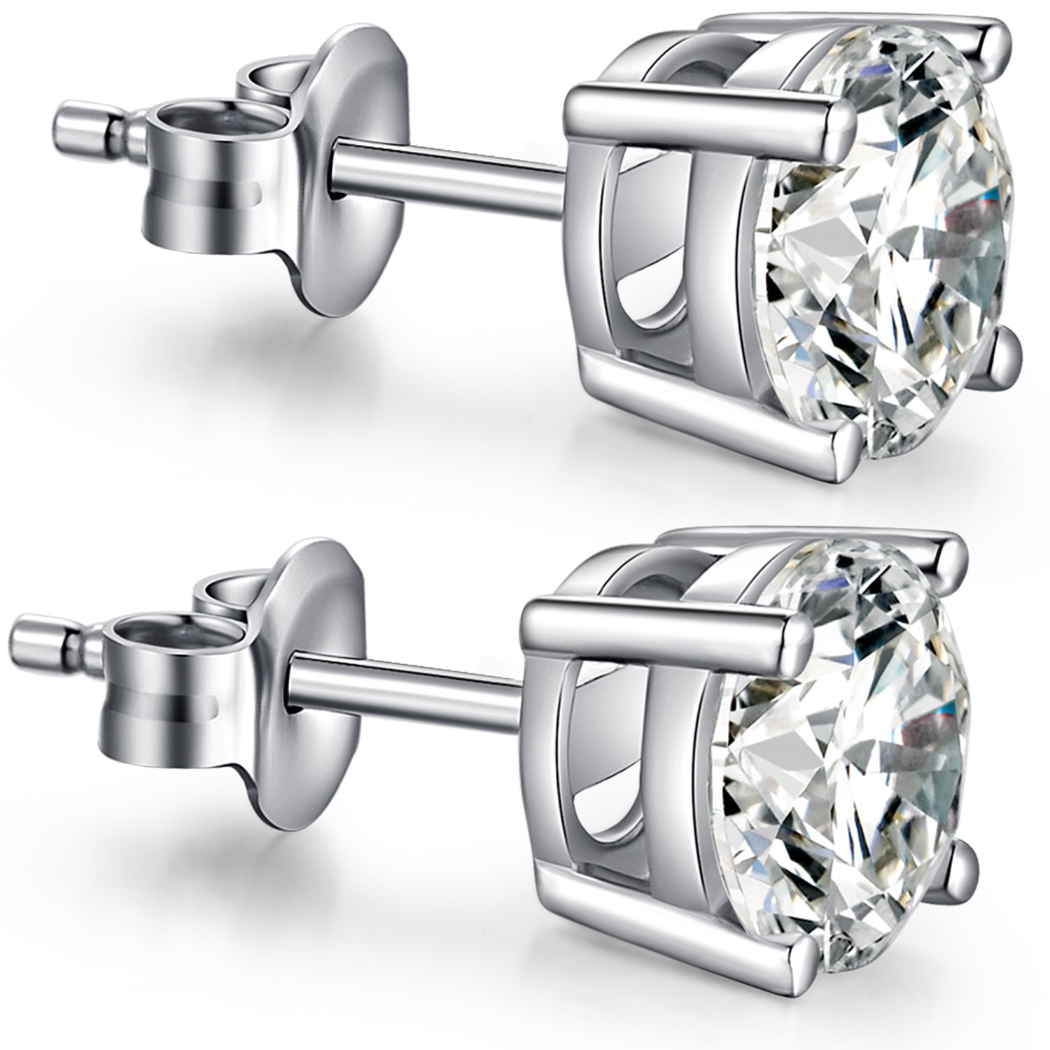 Diamond Studs Cubic Zirconia Earrings Sterling Silver Diamond Earrings ZowBinBin Cubic Zirconia Studs Silver CZ Stud Earrings for Women Diamond Stud Earrings Cubic Earrings Fake Diamond Earrings