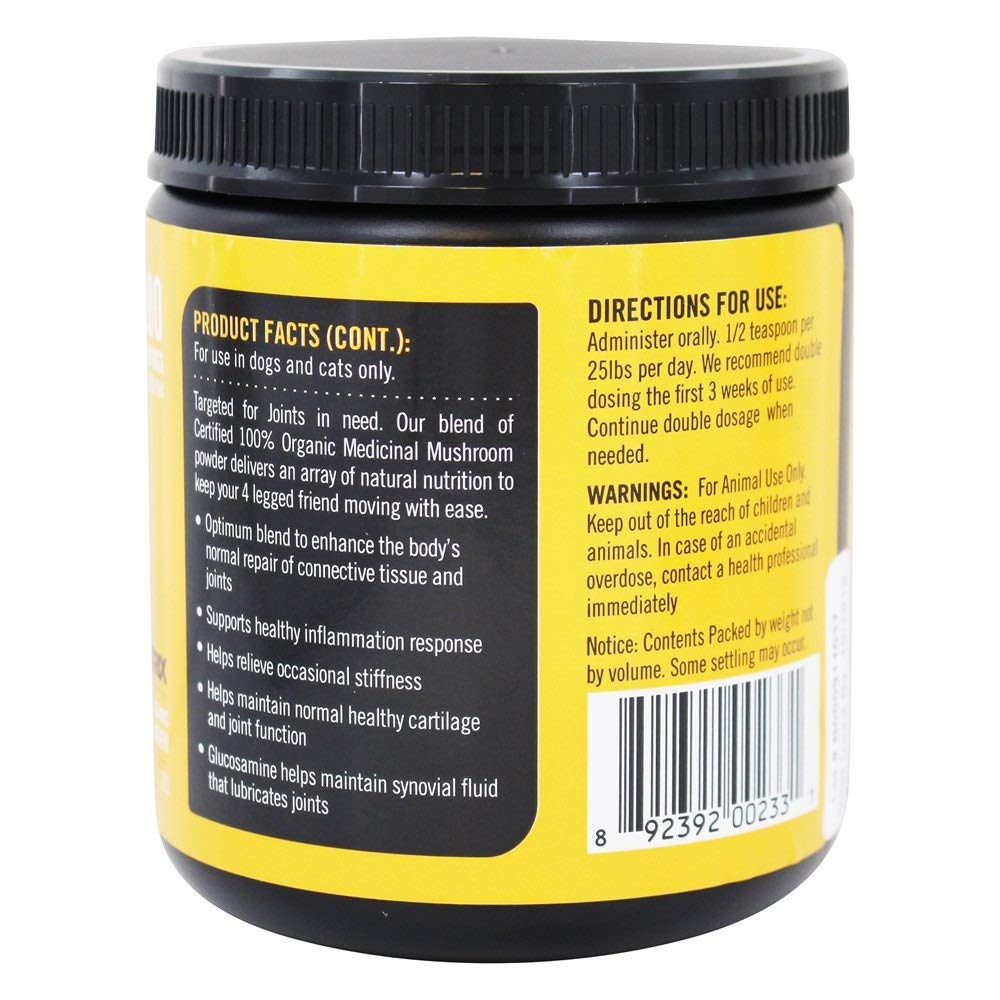 Mushroom Matrix Canine Organic Mushroom Powder Joint and Hip Function Supplement for Dogs & Cats, USA Grown, Joint Health and Hip Function, 200 Grams (Packaging May Vary)