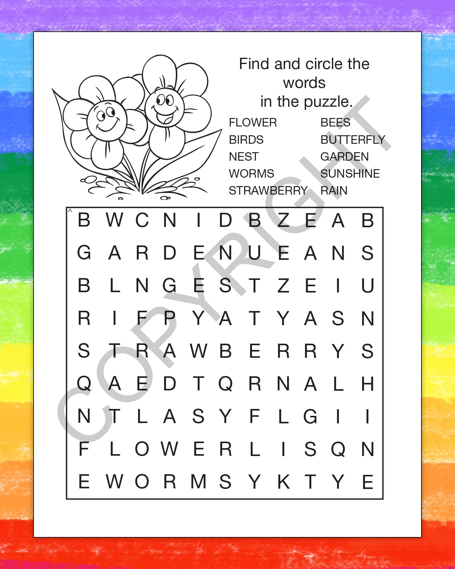 ZOCO - It's Spring - Springtime Friends - Kids Educational Coloring Books (25 Bulk Pack, Without Crayons) - Handout for Students Ages 4-8 - Games, Puzzles, Activities for Kids