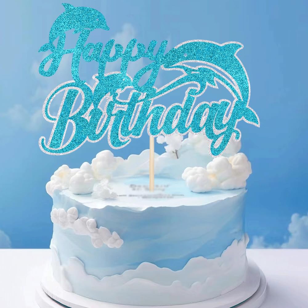 Dolphin Cake Topper Picks Sea Creatures Theme Baby Shower Kids Birthday Party Cake Decorations Supplies