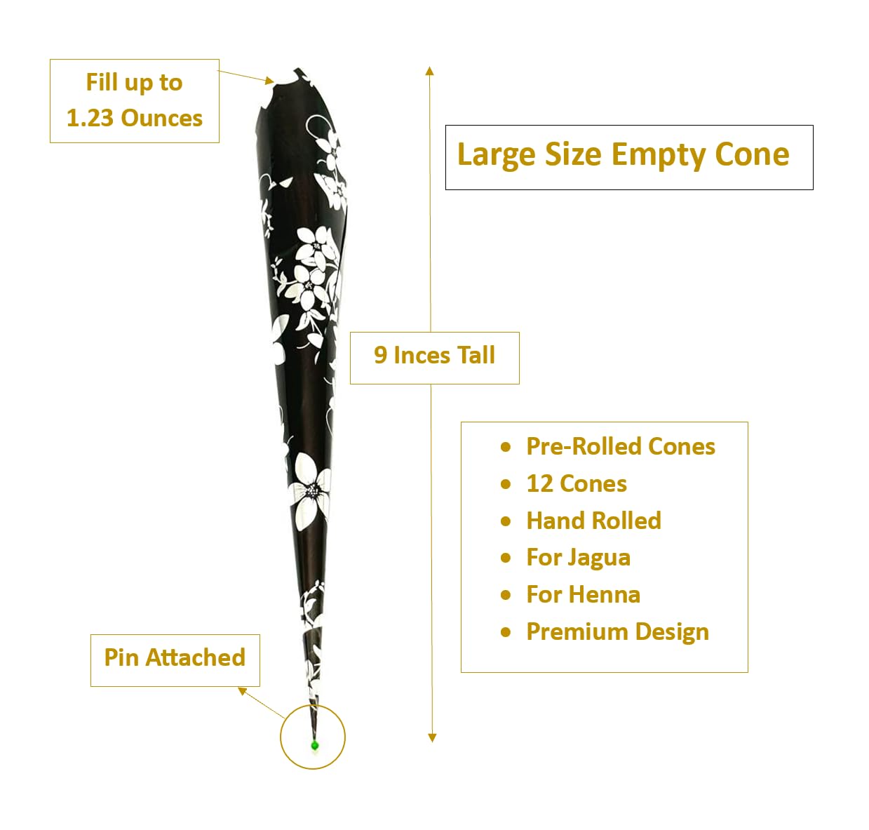 Decent | Empty henna cones Hand Rolled Cellophane Cones for henna or Jagua Applicators Dispenser for Henna, Jagua and Cake Decorating Art Craft 12 Pcs Pack