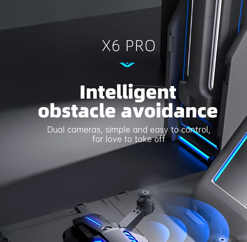 PUINGREN X6pro RC Drone With 4khd Dual Camera,Drone Altitude Hold Mode (optical Flow Location)Intelligent Obstacle Avoidance Remote Control Aircraft Toy (Single camera + 2 batter)